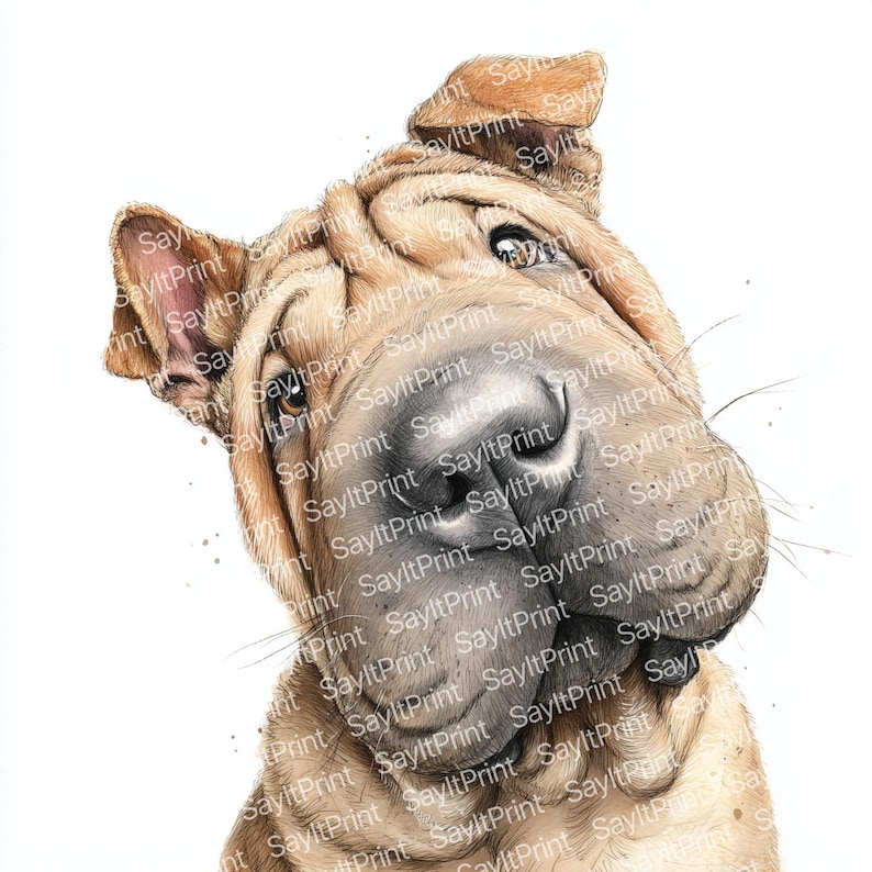 Shar Pei Clipart: Watercolour Dog PNG Images (digital Download) - Etsy