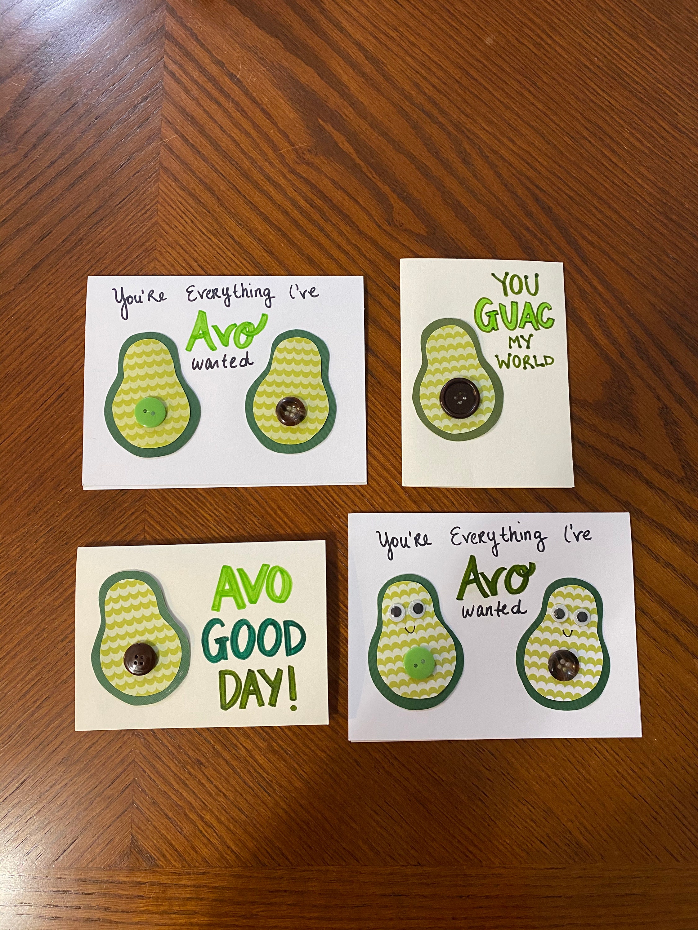 Handmade Avocado Themed Card, Blank Avocado Themed Card, Set of 4 ...