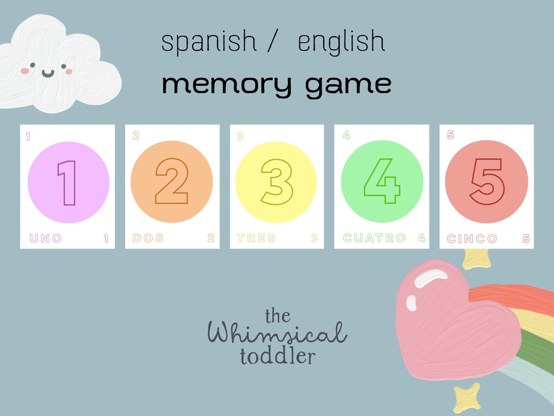 BILINGUAL Numbers Matching Game, Homeschool Game, Toddler Game, Toddler ...