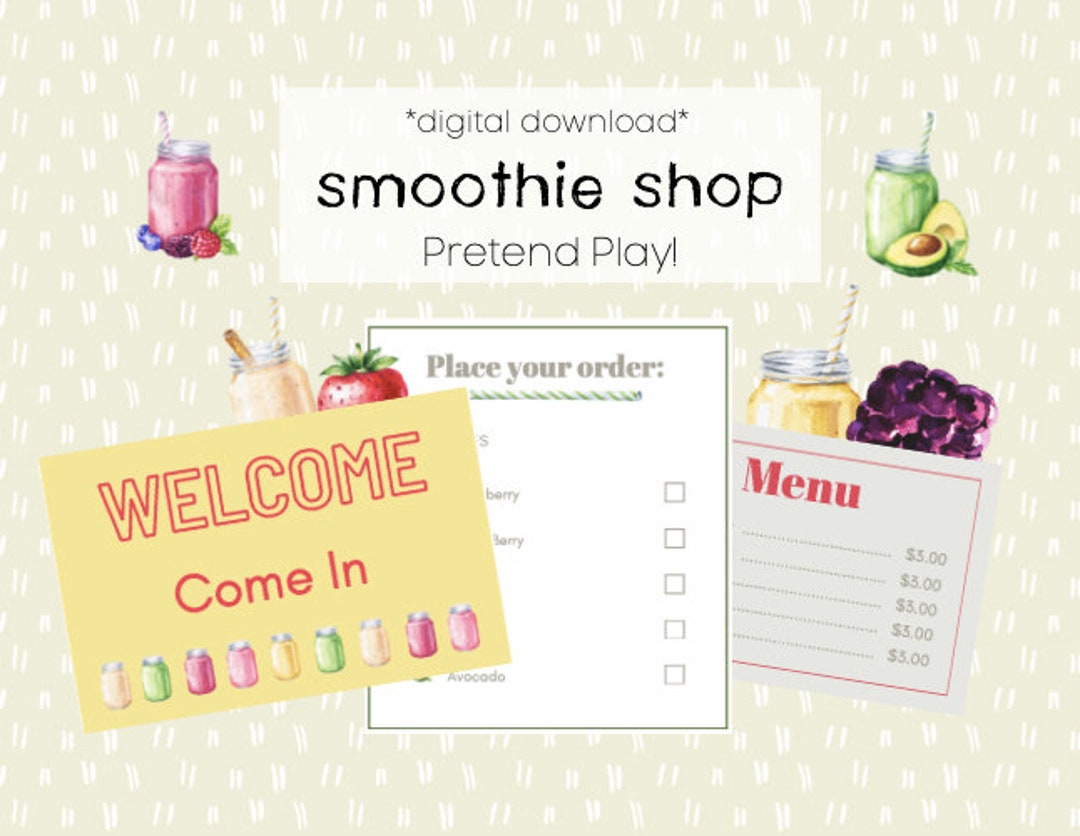 Smoothie Shop Pretend Play Dramatic Play Toddler Activity - Etsy