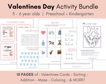 Printable Kids Valentine's Activity Bundle Preschool - Etsy