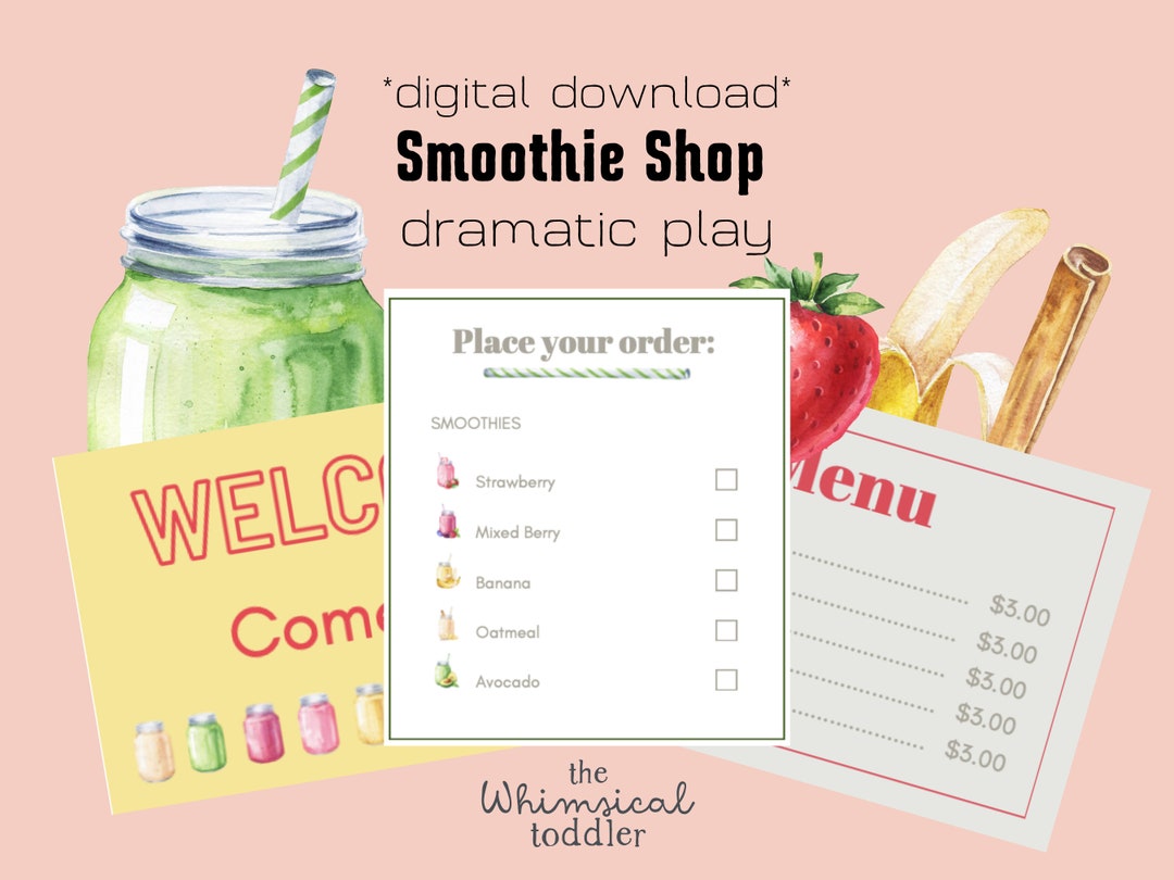 Smoothie Shop Pretend Play | Dramatic Play | Toddler Activity - Etsy