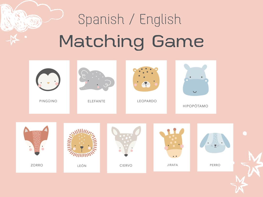 Bilingual Animal Matching Game, Preschool Activity, English/spanish ...