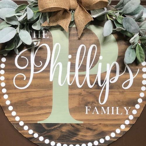Personalized Family Round Wood Door Hanger Personalized - Etsy