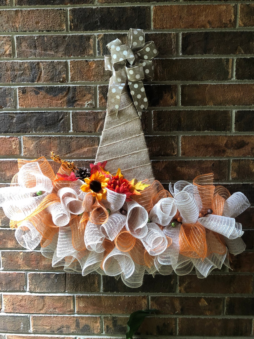 Scarecrow Hat Wreath, Fall Wreath, Burlap Ribbon Wreath, - Etsy.de