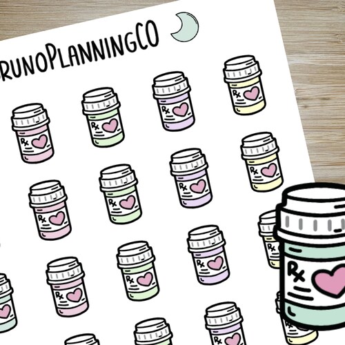 Pill Bottle Planner Stickers Icon Erin Condren Life | Etsy