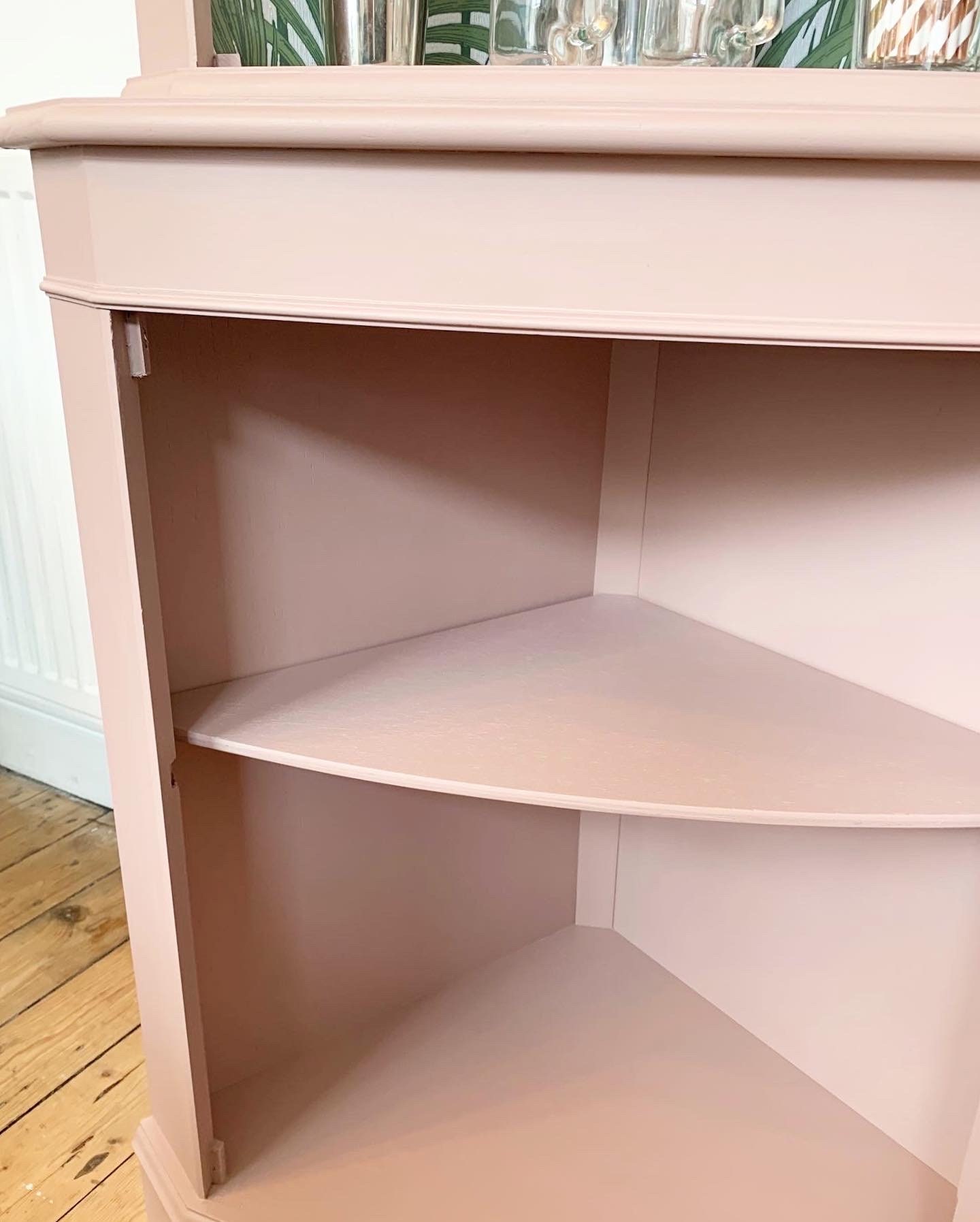 SOLD*** Bespoke Pink Display Cabinet With Tropical Print Interior ...