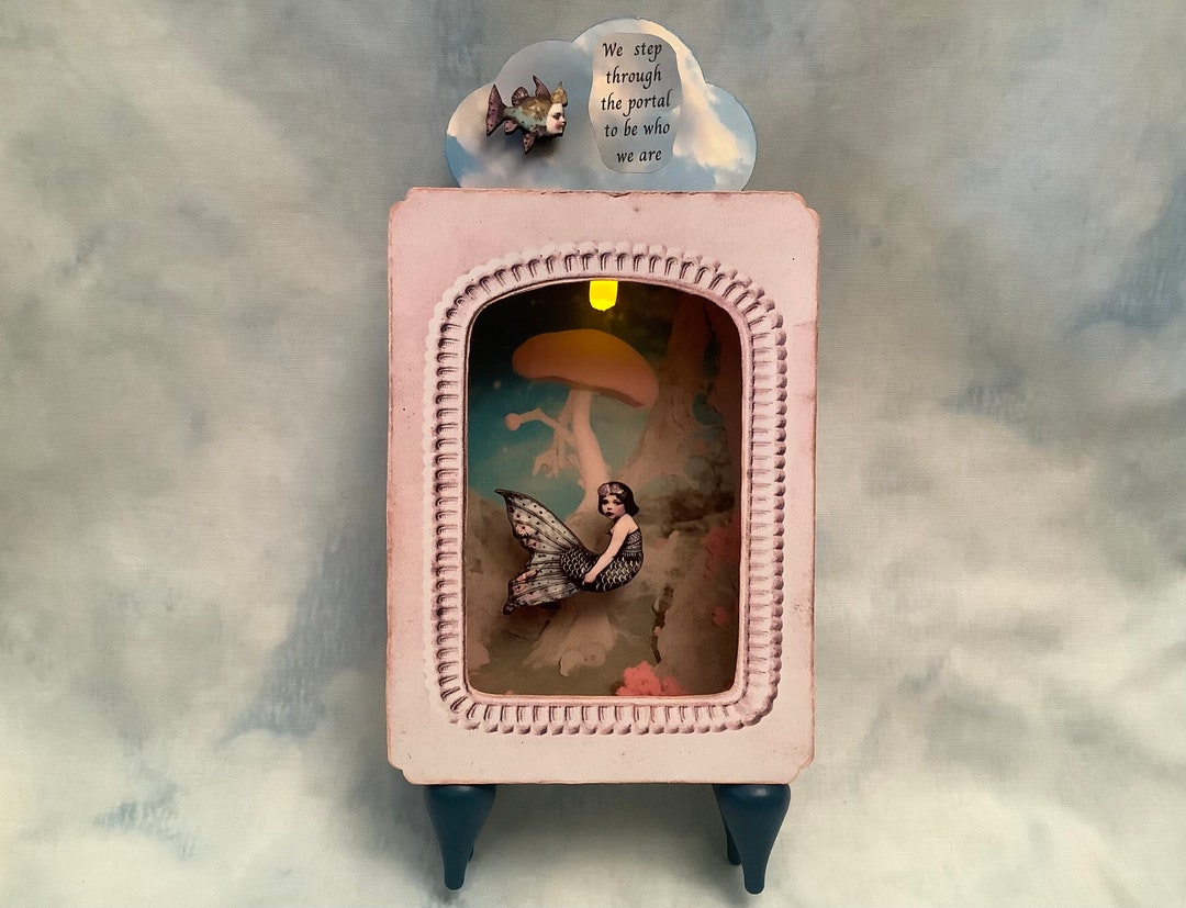 Surreal Desert Scene Lighted Diorama With Kitschy Steampunk Mermaid and ...