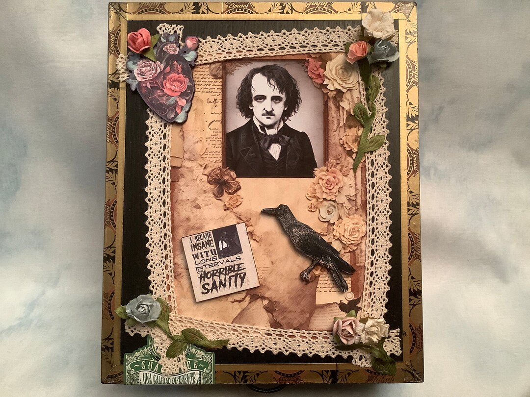 Edgar Allan Poe Keepsake Box, Altered Cigar Box - Etsy