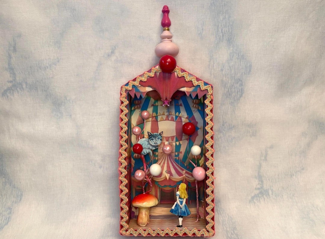 Alice in Wonderland and Cheshire Cat Go to the Circus Carnival, Diorama ...