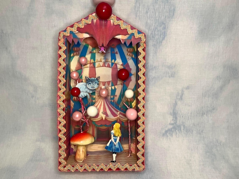 Alice in Wonderland and Cheshire Cat Go to the Circus Carnival, Diorama ...