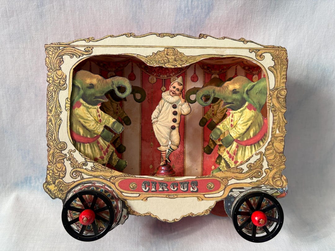 Circus Car Diorama With Circus Elephants and Vintage Style Clown ...