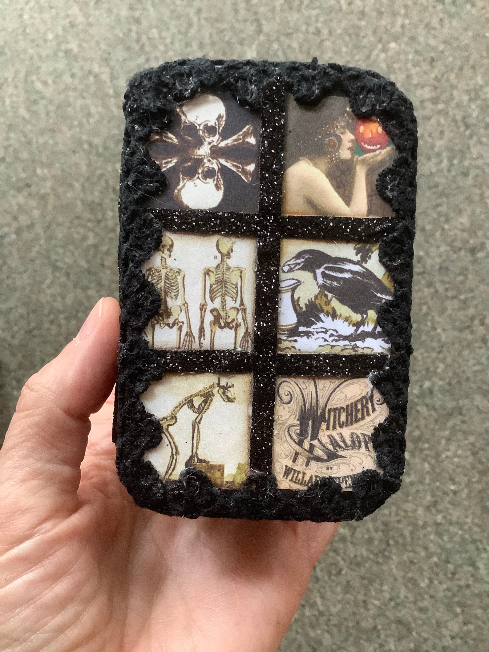 Halloween Vignettes, Altered Tin With Glitter Pumpkin and Skeleton - Etsy