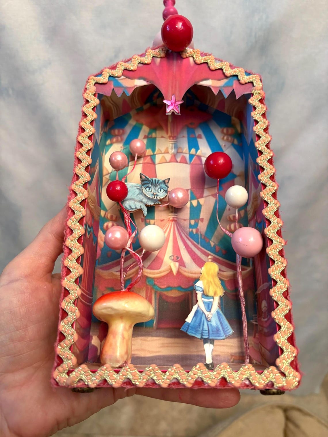 Alice in Wonderland and Cheshire Cat Go to the Circus Carnival, Diorama ...
