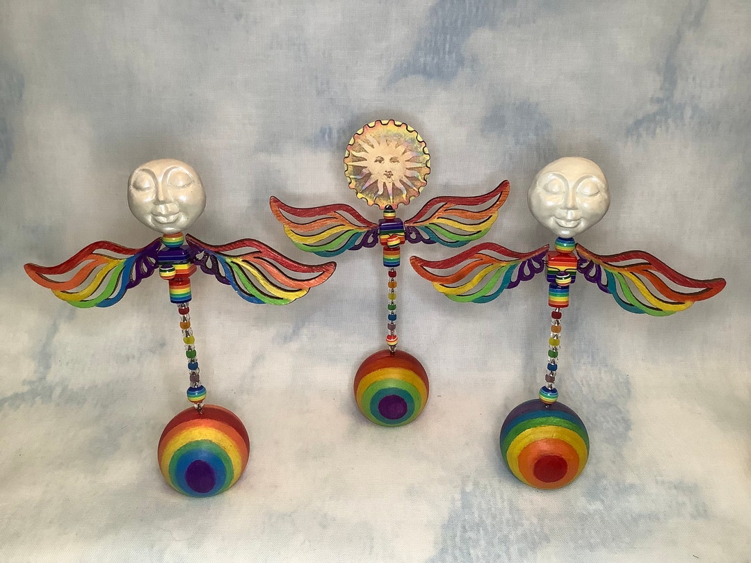 PRIDE Rainbow Angel Wings and Moon Face. Celebrate Pride Lgbt - Etsy