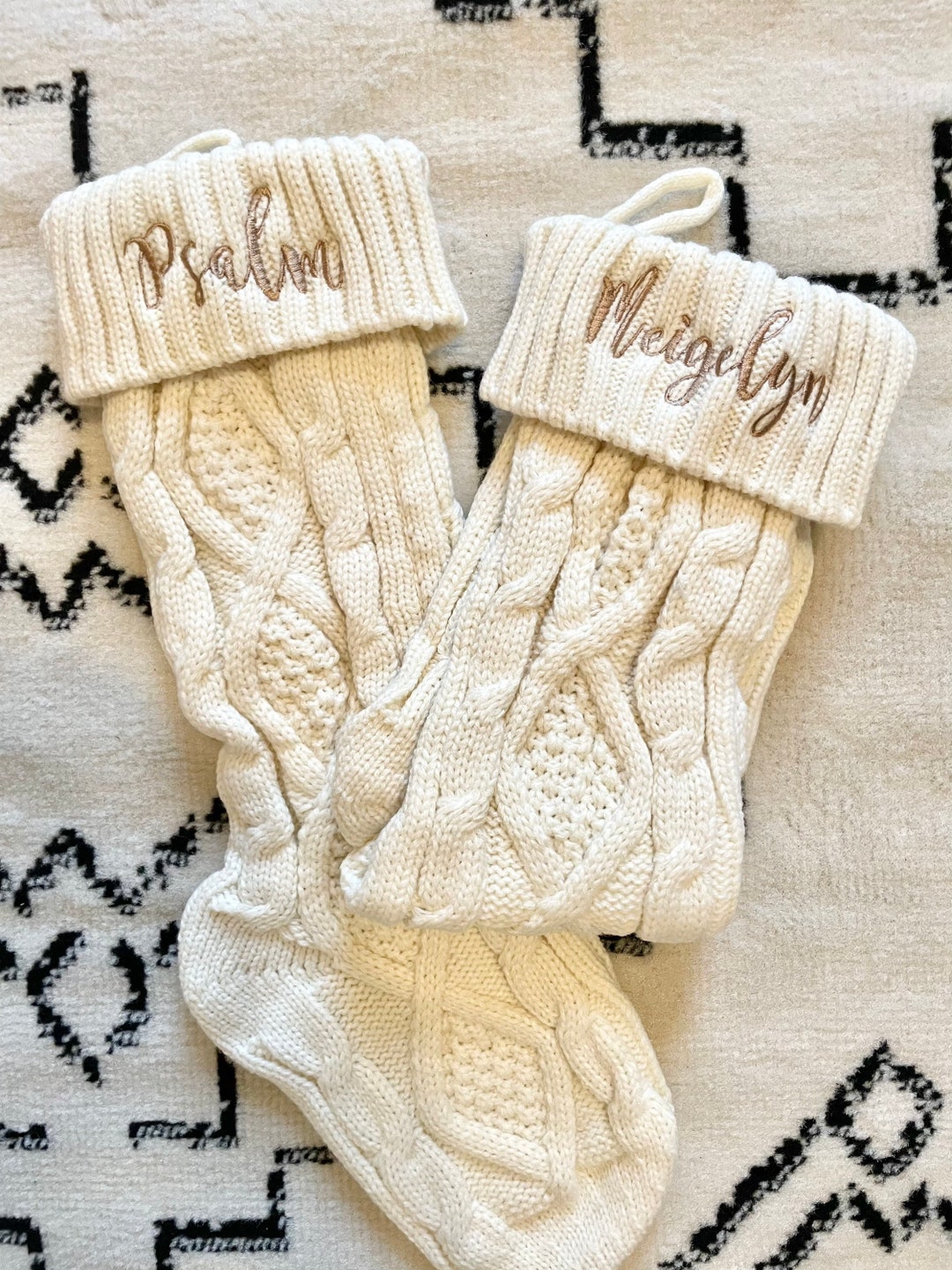 Holiday Embroidered Stocking | Monogramed Stocking | Knitted Stocking ...