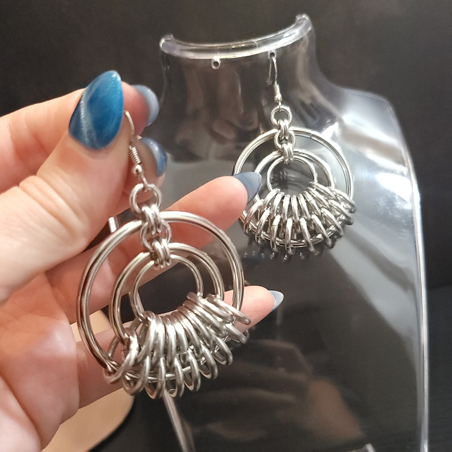 Silver Chainmail Earrings. Alt Fashion. O Rings. - Etsy
