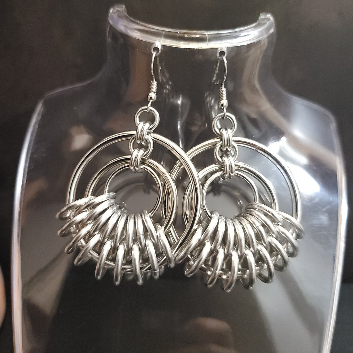 Silver Chainmail Earrings. Alt Fashion. O Rings. - Etsy