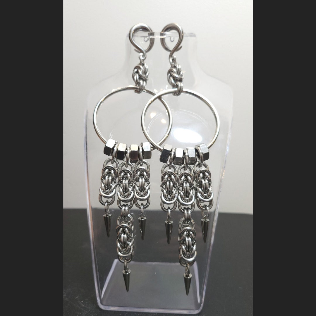 Pesos para orejas de cota de malla. Plata con O-Ring, pernos y púas ...
