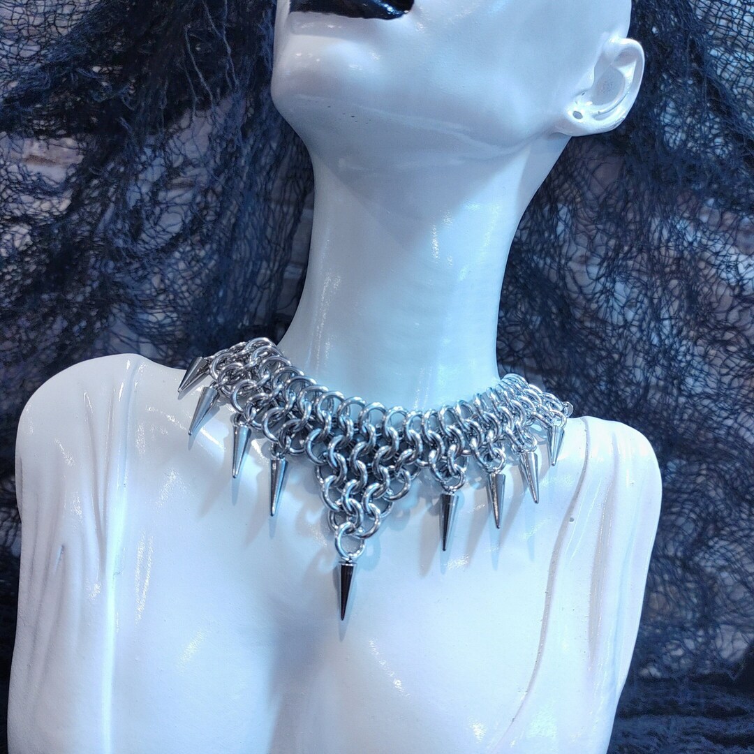 Choker / Chain Mail Necklace in Aluminum or Silver Stainless Steel ...