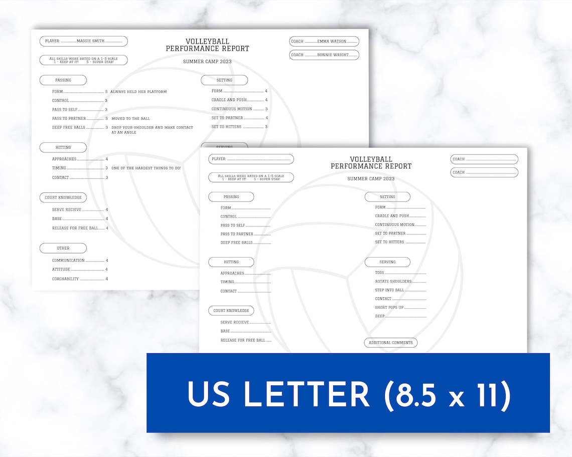 Volleyball Player Performance Report - PDF Print or Editable Canva ...
