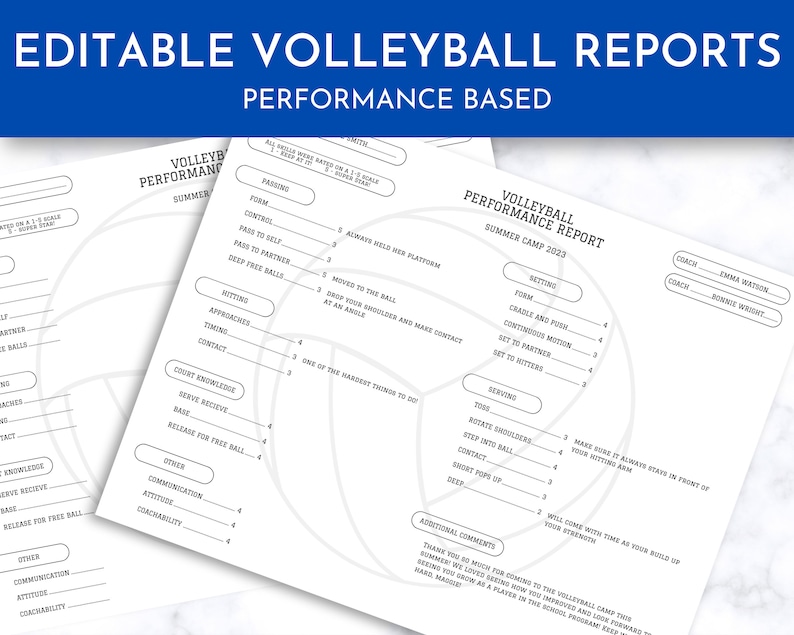 Volleyball Player Performance Report - PDF Print or Editable Canva ...