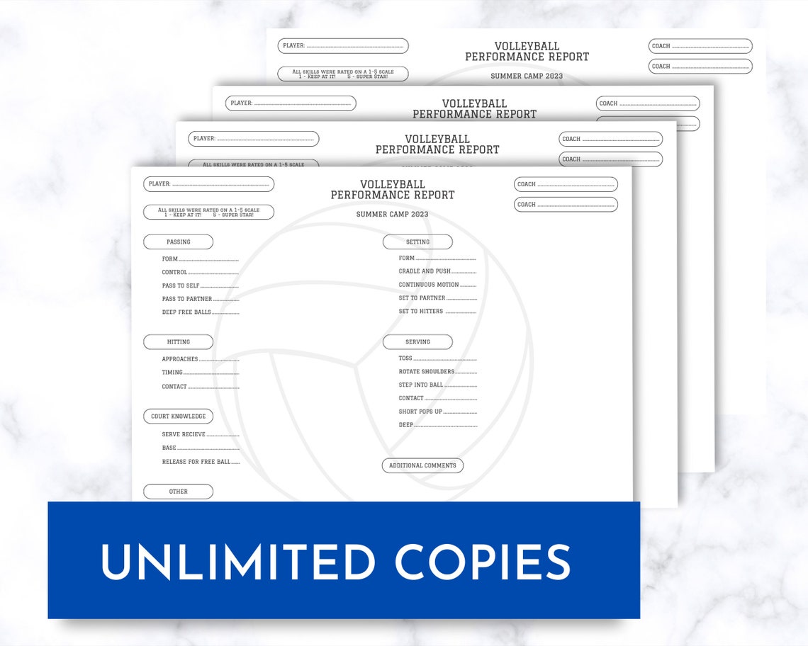 Volleyball Player Performance Report - PDF Print or Editable Canva ...