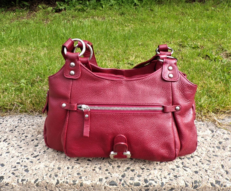 Vintage Domo Leather Bag Red Grab Bag Landor & Hawa | Etsy