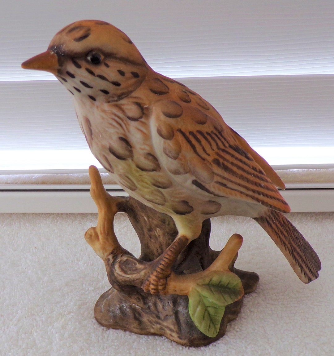 Mid Century Porcelain Mistle Thrush Figurine Hand Painted Bird Ornament ...