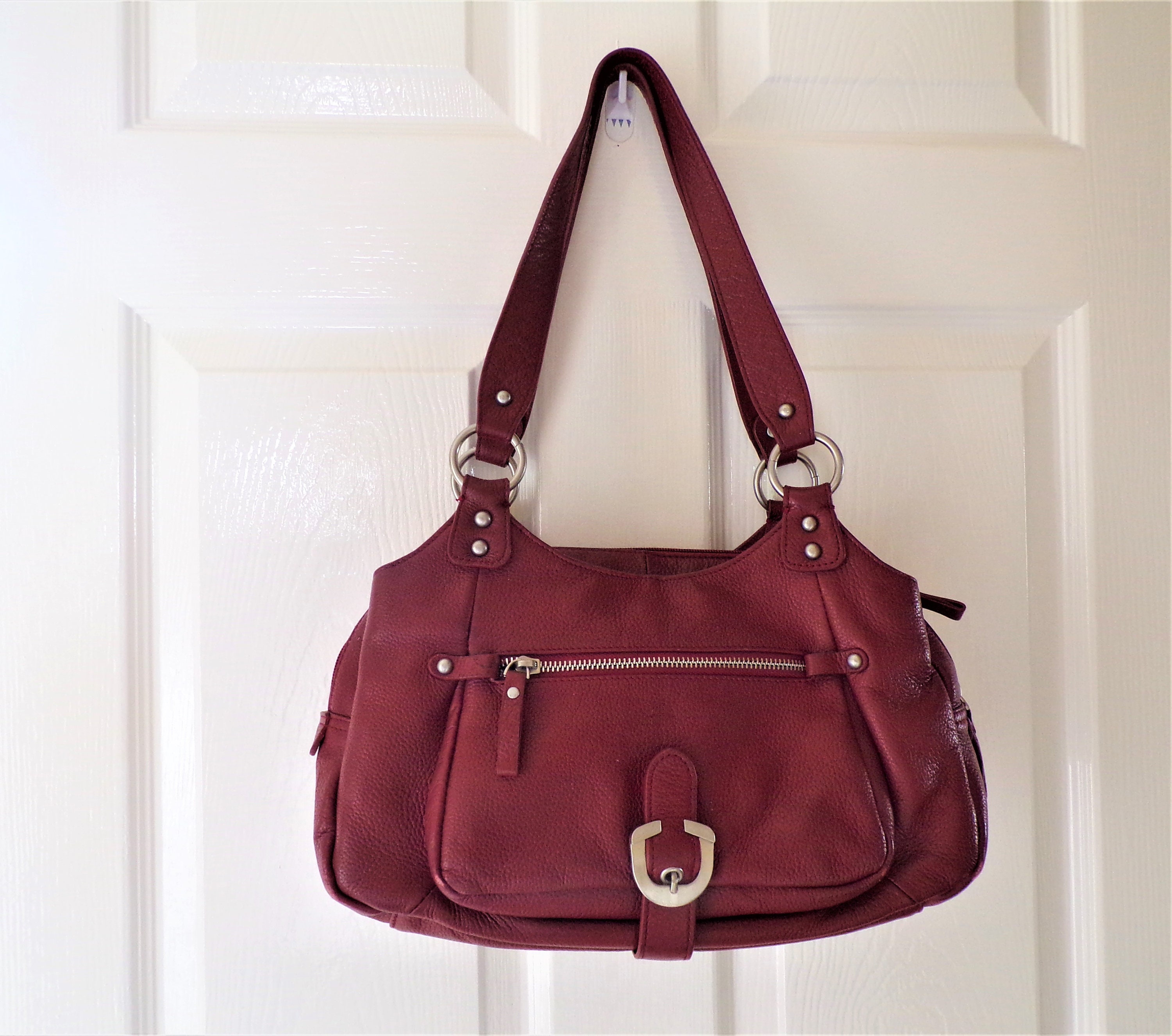 Vintage Domo Leather Bag Red Grab Bag Landor & Hawa | Etsy