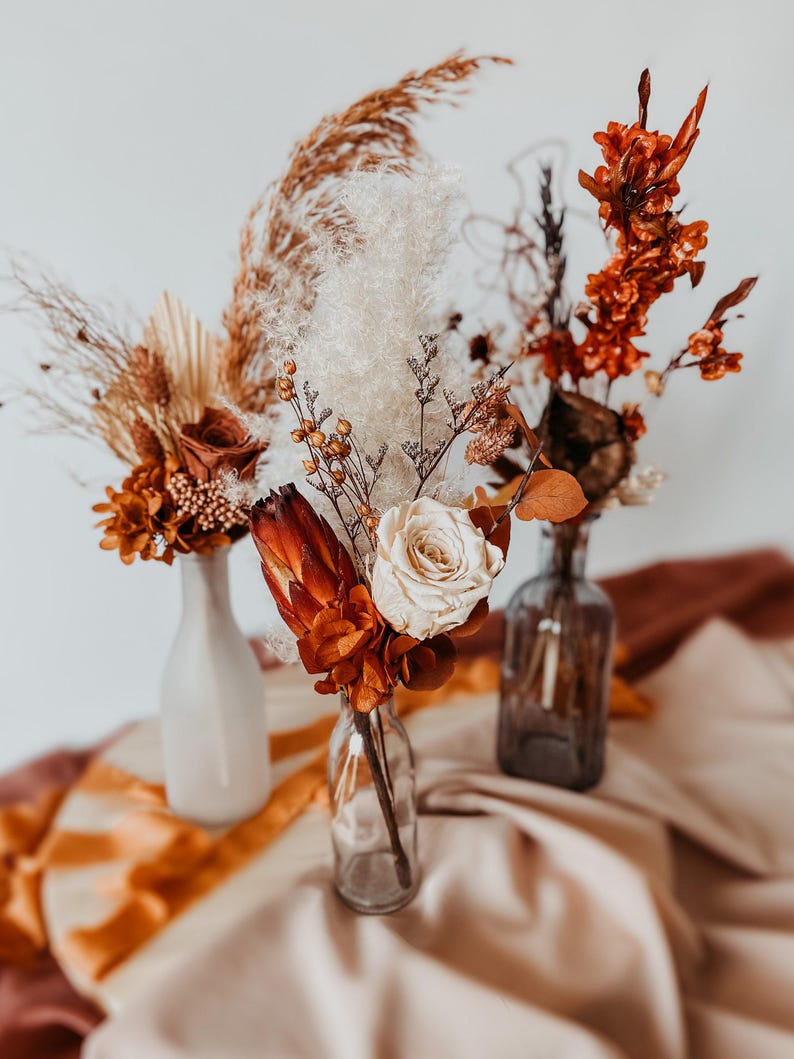 Rustic Dried Flowers Table Bouquet, Preserved Wedding Centerpiece ...