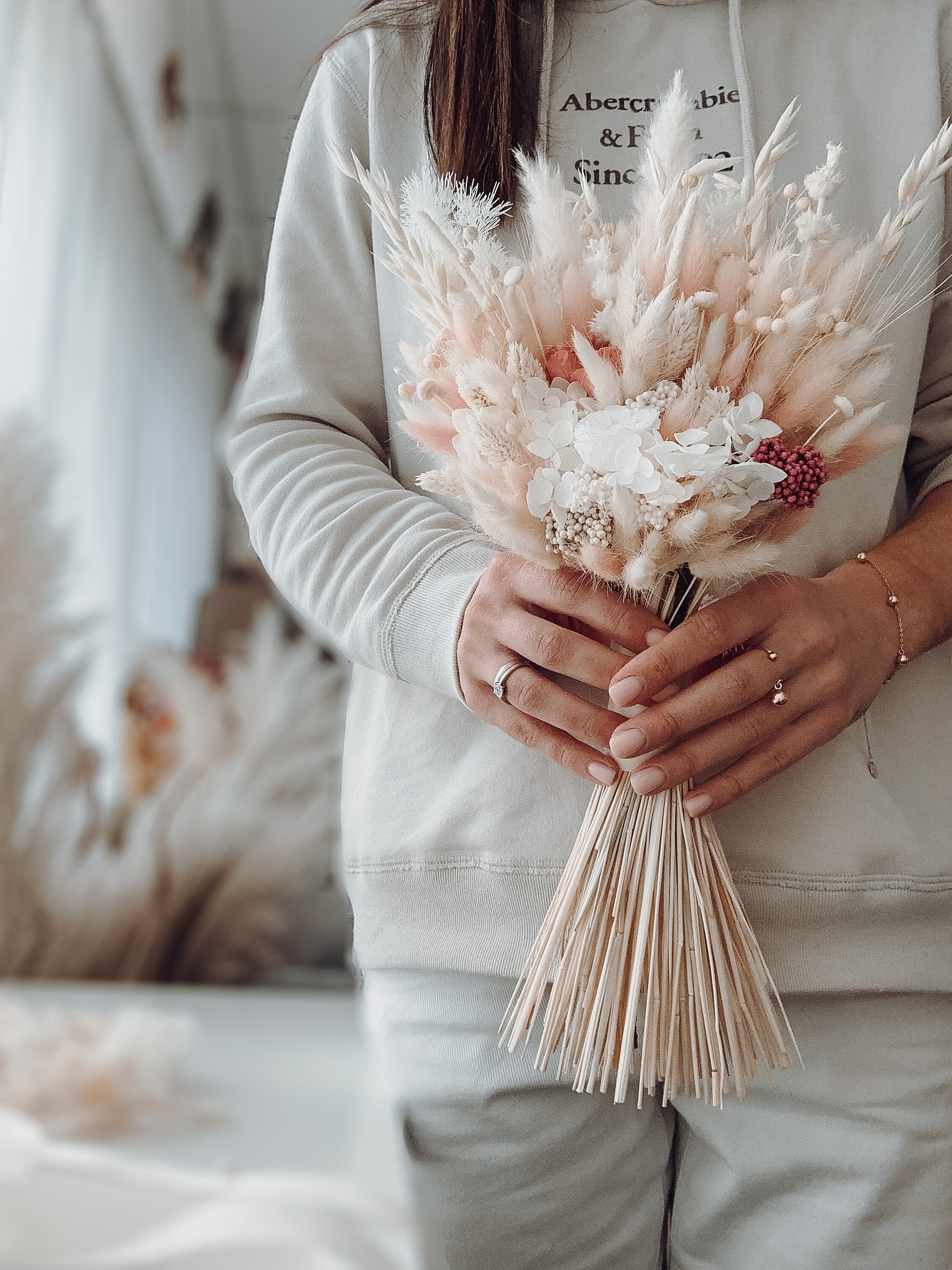 Beige Bridal Bouquet Rustic Boho Bunch Dried Flowers Natural - Etsy