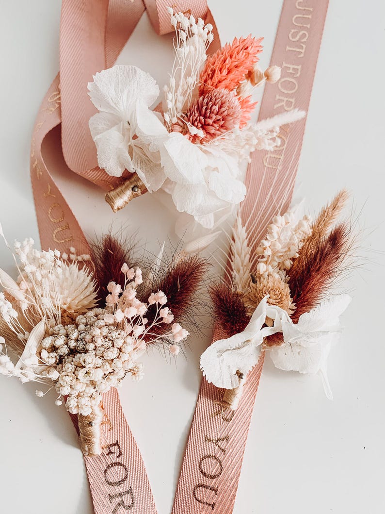 Dried Flowers Wedding Corsage, Bride Floral Accessories, Rustic ...