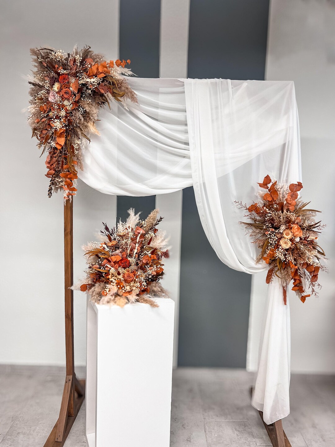 Dried Flowers Arches Arrangements, Terracotta Wedding Floral Arch ...