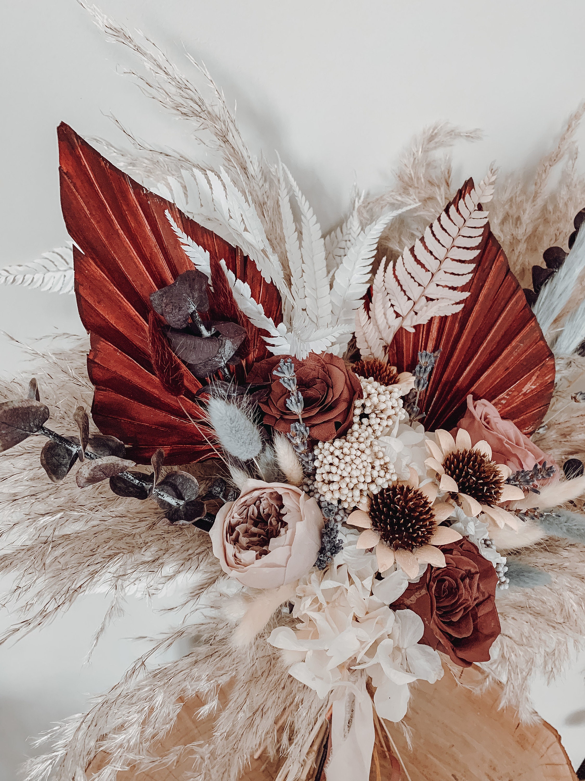 Beige and Burgundy Bouquet Everlasting Bridesmaids Wedding - Etsy