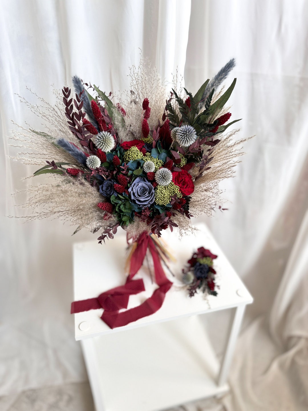 Boho Bridal Bouquet, Marsala Dried Flowers, Wedding Bouquets ...