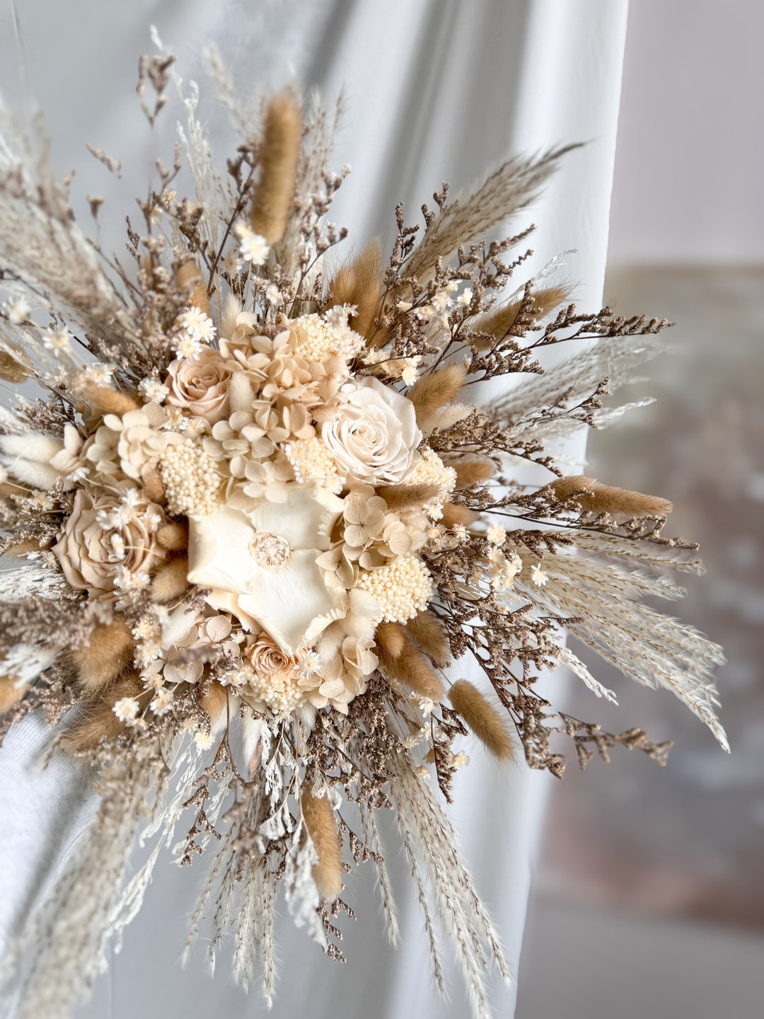 Bridesmaid Bouquet, Beige Wedding Bouquet, Rustic Wedding Bouquet, Boho ...