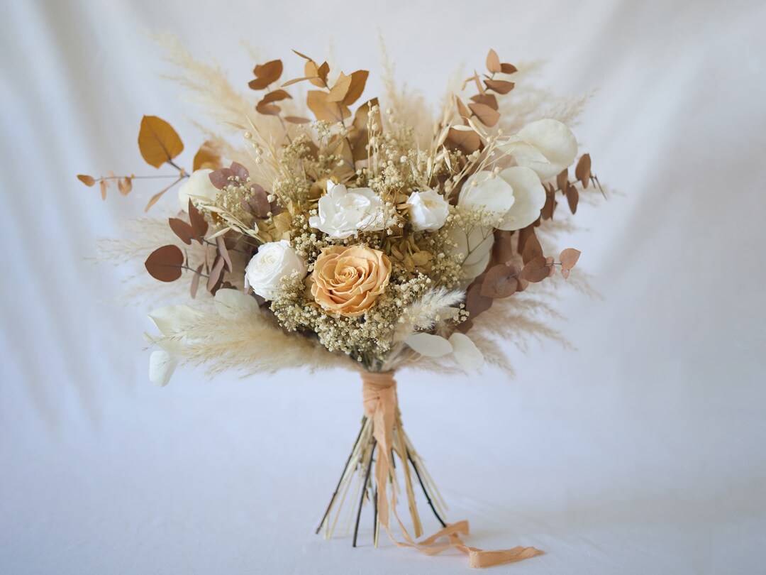 Rustic Orange Wedding Autumn Bouquet Boho Bouquet Champagne - Etsy