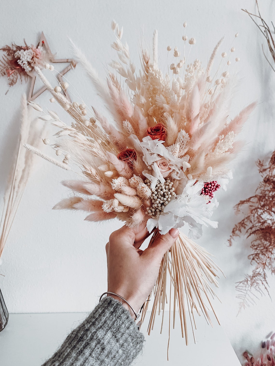Tender wedding bouquet rustic bundle bunch for bride of | Etsy