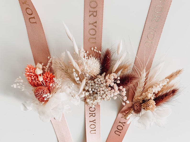 Dried Flowers Wedding Corsage, Bride Floral Accessories, Rustic ...