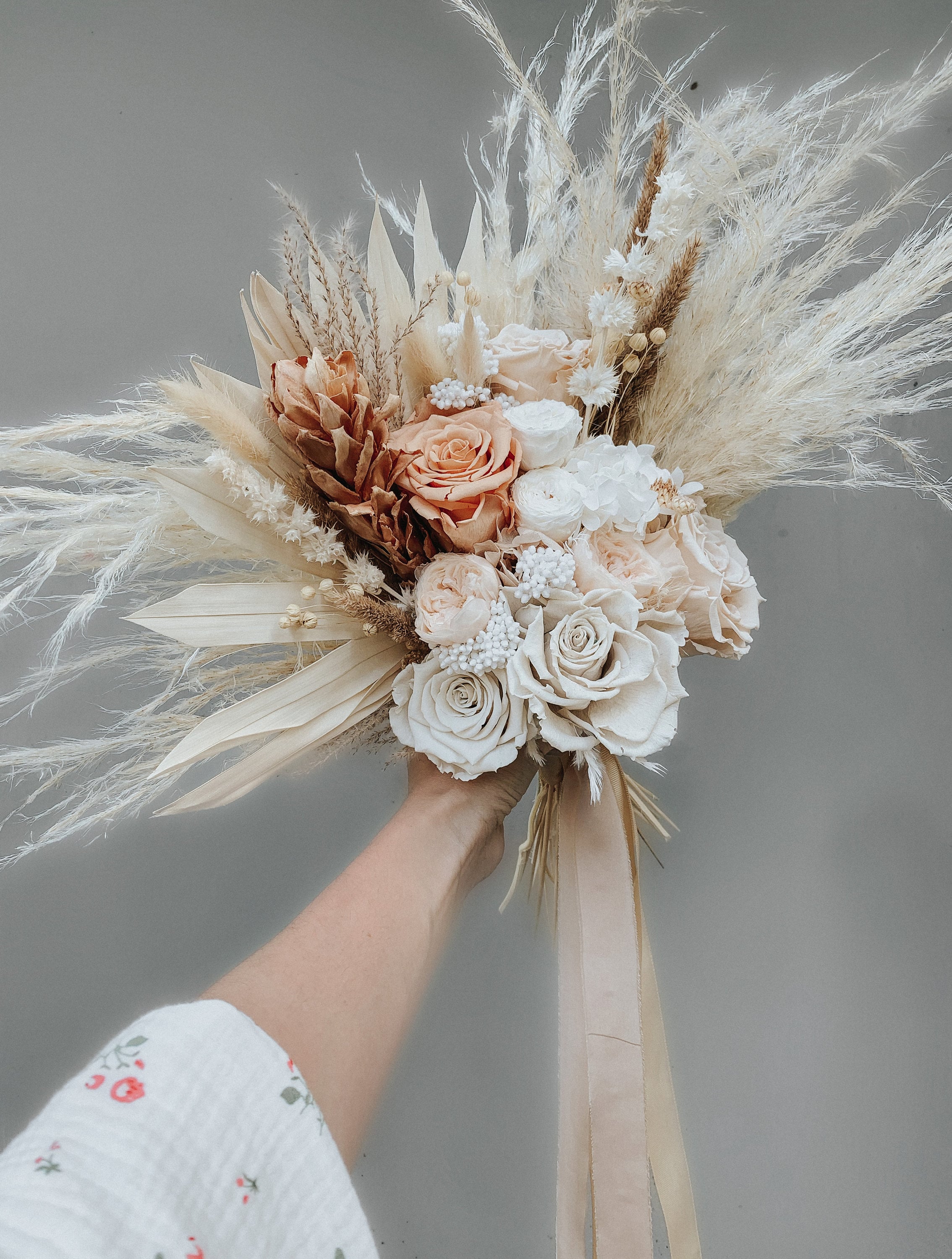 Beige Colors Bridal Bouquet With Dried Roses Luxury Preserved - Etsy
