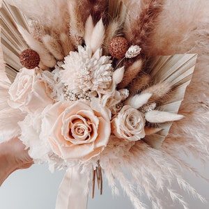 Tender Beige Roses Bouquet Cute Natural Boho Wedding Bouquet | Etsy