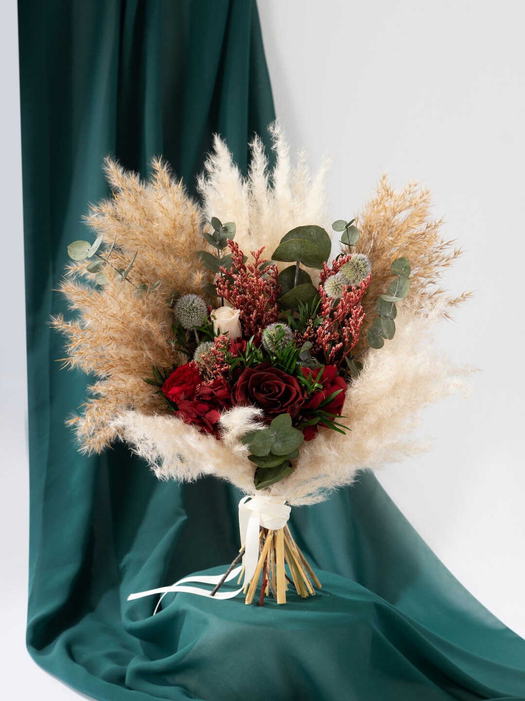 Boho Bridal Bouquet Marsala Dried Flowers Wedding Bouquets Boho ...