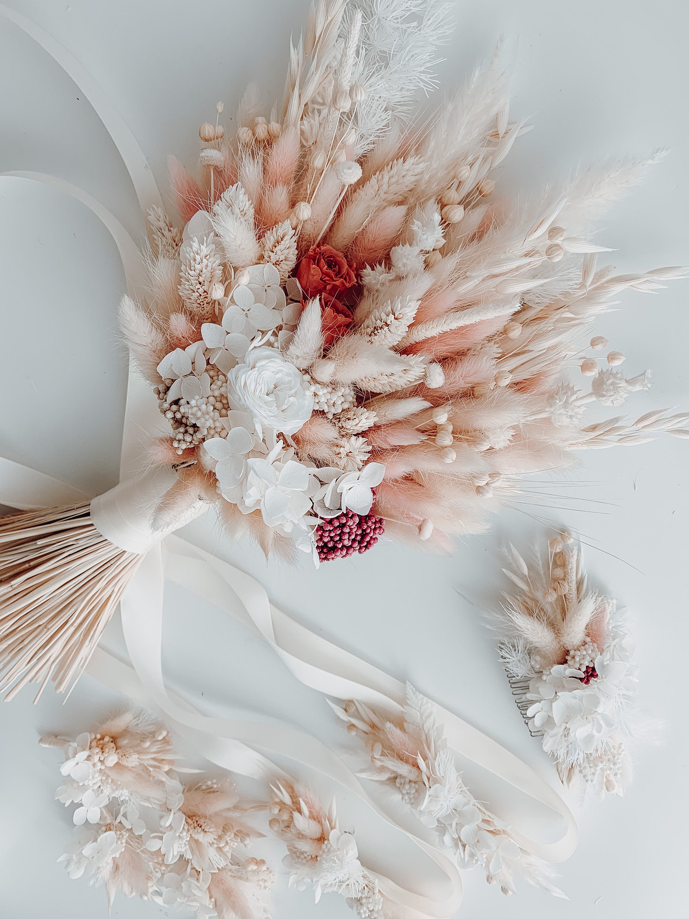 Beige Bridal Bouquet Rustic Boho Bunch Dried Flowers Natural - Etsy