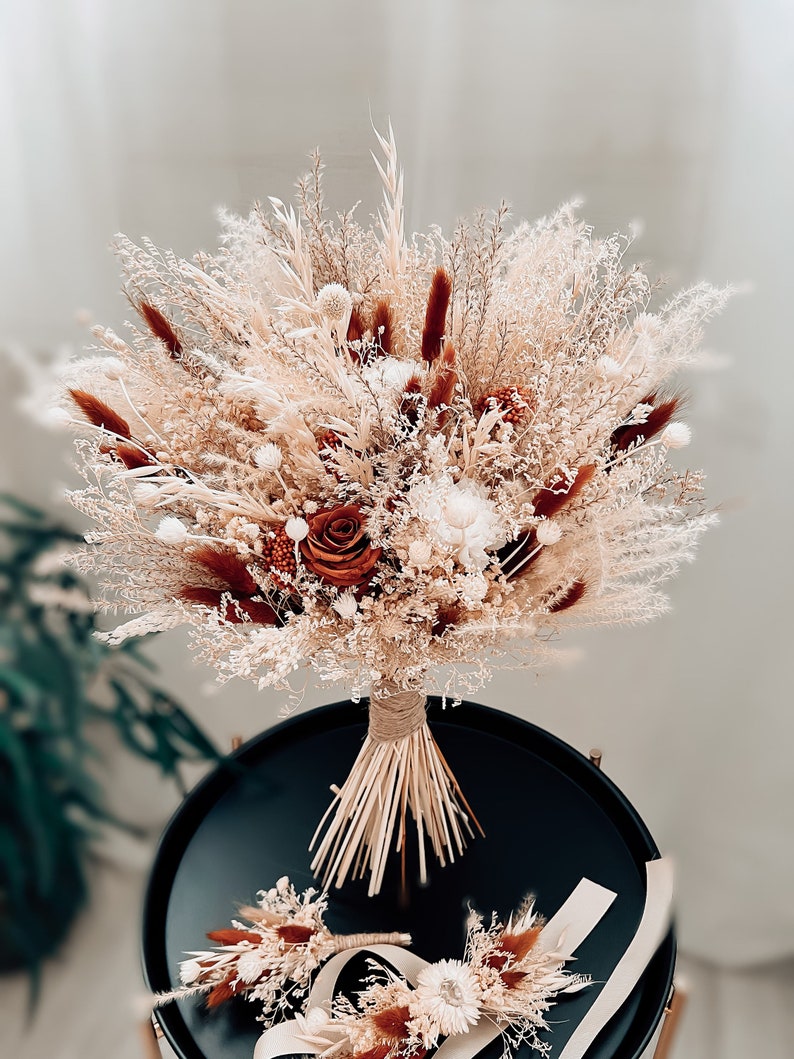 Rust Terracota Wedding Bouquet Fall Wedding Bouquet Beige - Etsy