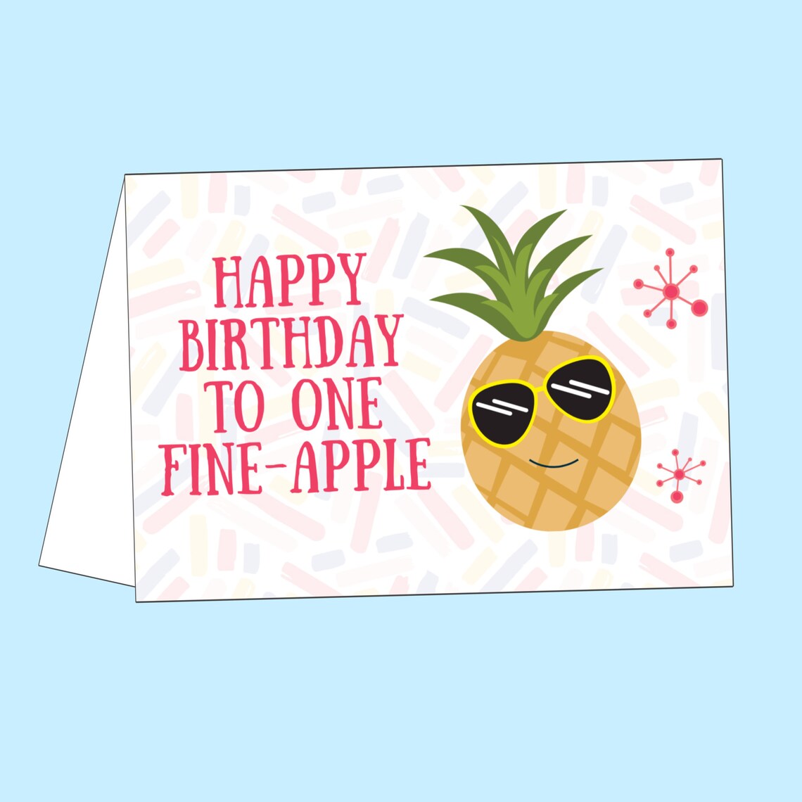 Happy Birthday Pineapple Card Instant Download Fine Apple Etsy