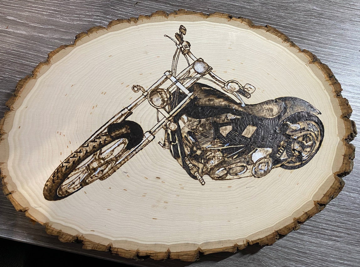 Custom Motorcycle Woodburning - Etsy