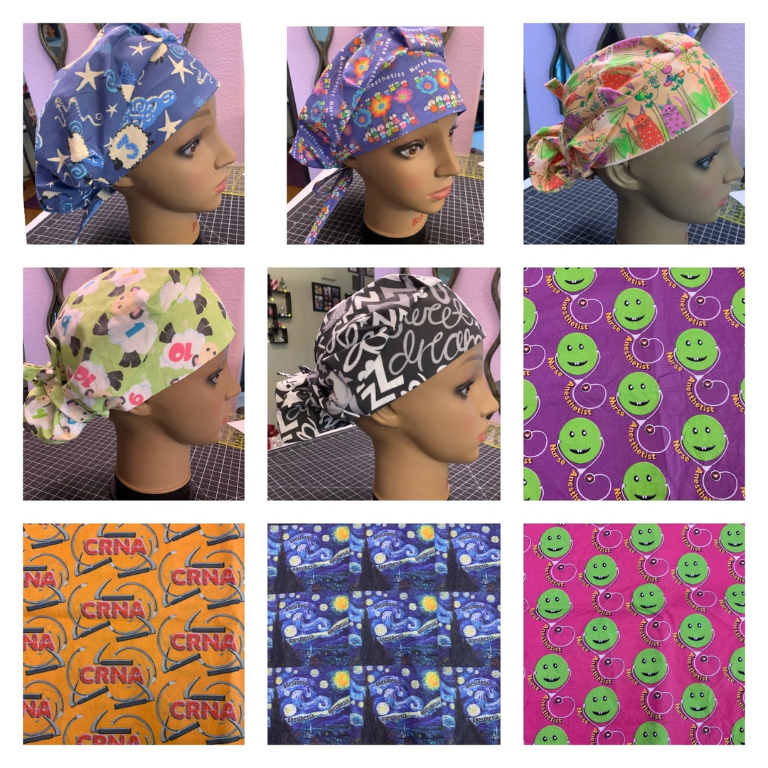 Anesthesia/crna Scrub Caps - Etsy
