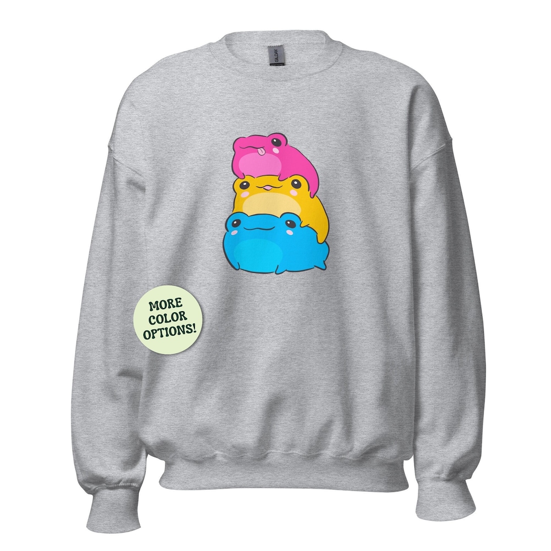 Pansexual Flag Color Frogs Unisex Sweatshirt, Subtle Pan Pride LGBTQ Aesthetic, Pansexuality ...