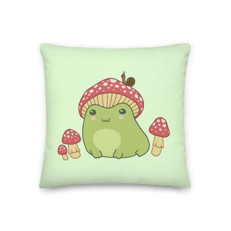 Funny Kawaii Kidcore Decor Pillow Chubby Frog Mushroom Hat - Etsy
